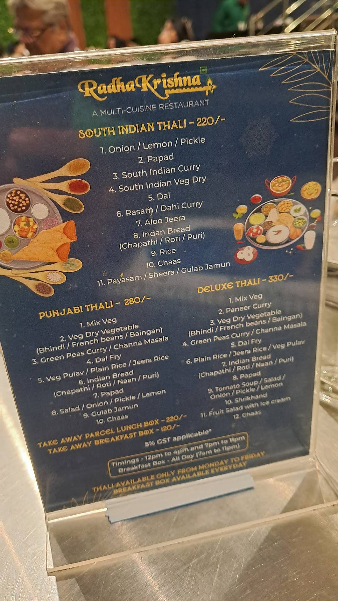 Menu at Radha Krishna, Mumbai, Crystal plaza