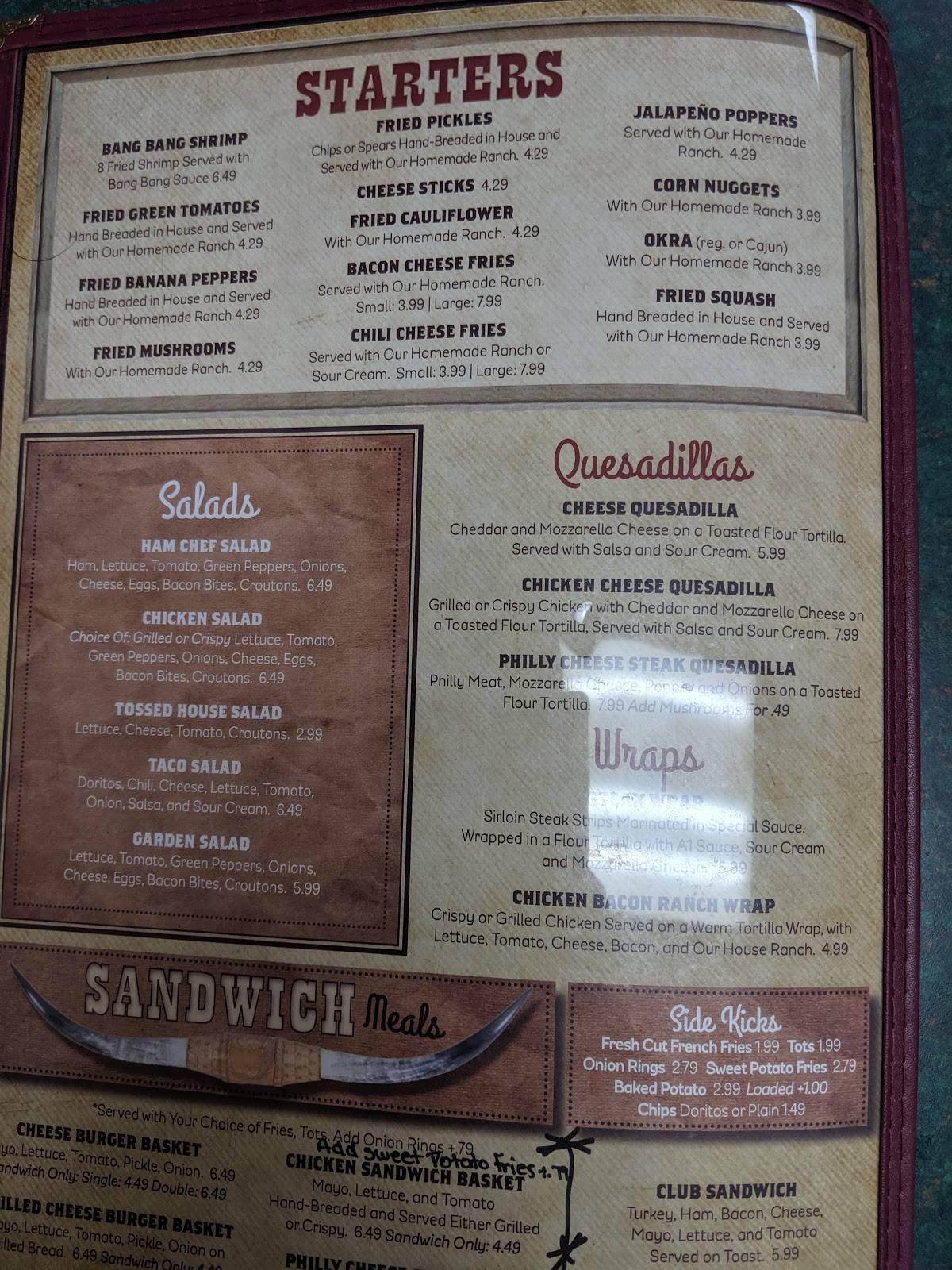 Menu at Raezack's Grill & Deli steakhouse, Helenwood