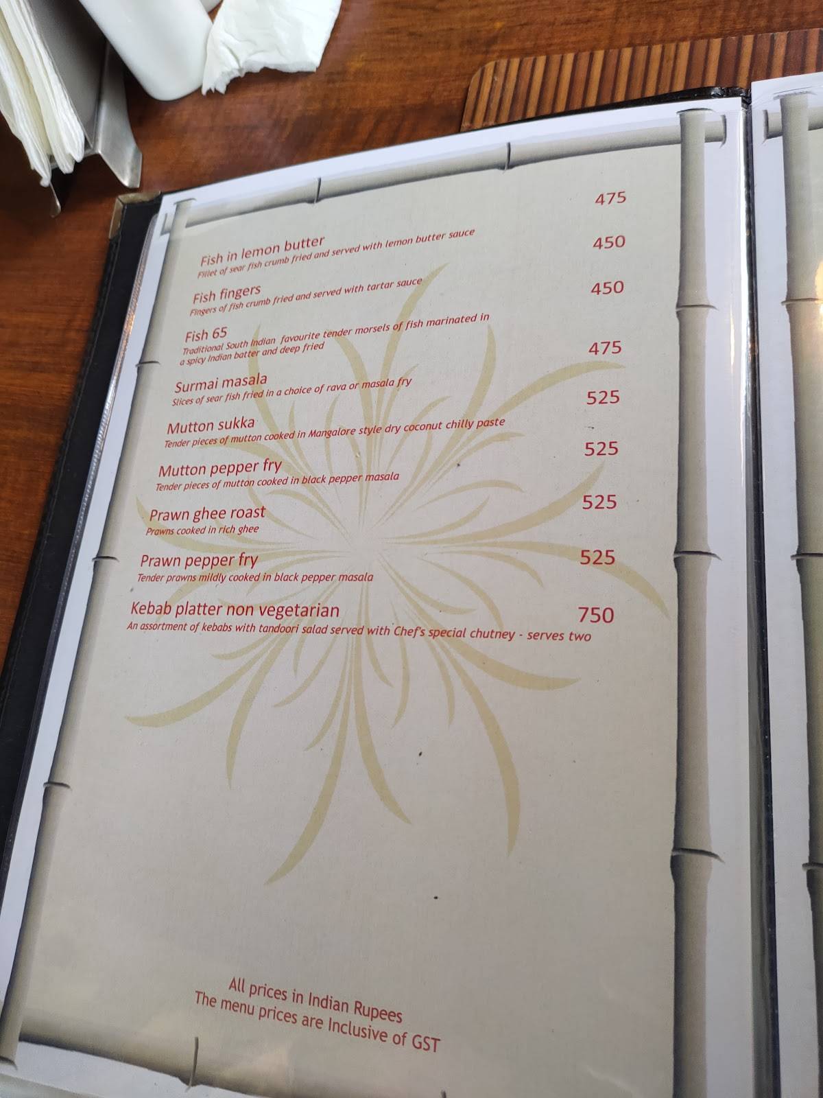 Menu at Raintree Restaurants, Madikeri