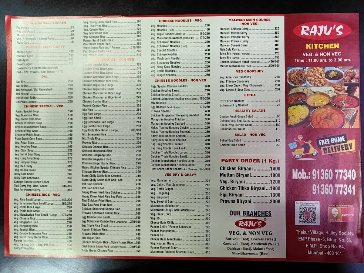 Menu at Raju's Kitchen, Mumbai, Building Number 56