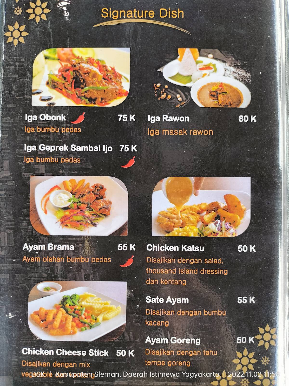 Carta del restaurante Rama Shinta Garden Resto, Tamanmartani