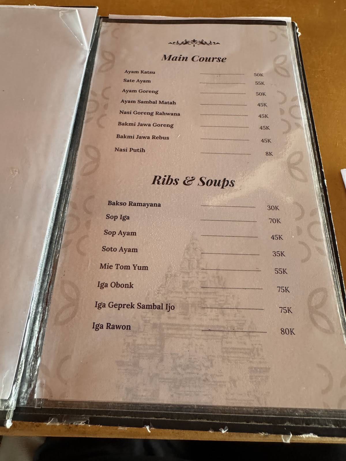 Menu at Rama Shinta Garden Resto restaurant, Tamanmartani
