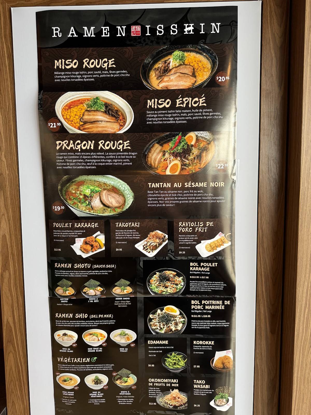 Menu at Ramen Isshin Vaudreuil restaurant, Vaudreuil-Dorion