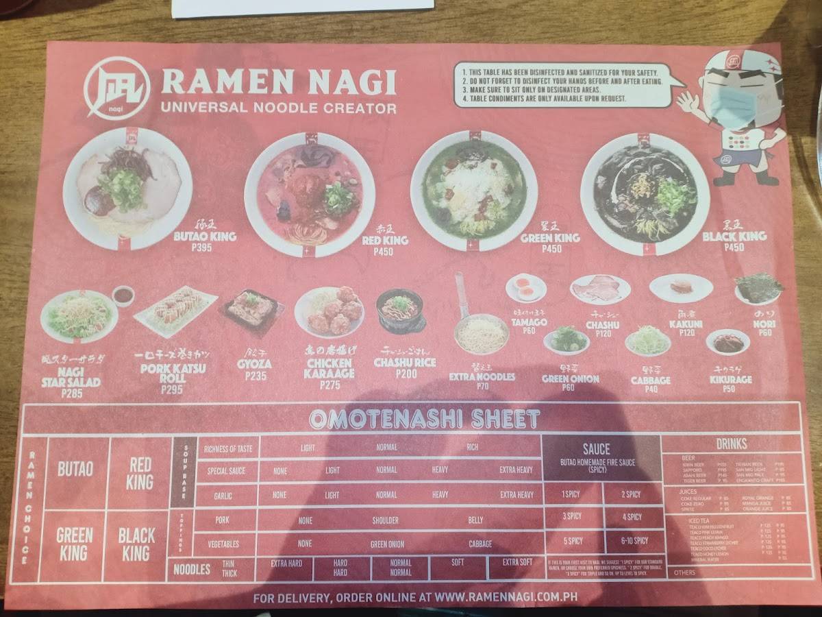 Menu at Ramen Nagi SM Fairview restaurant, Quezon City