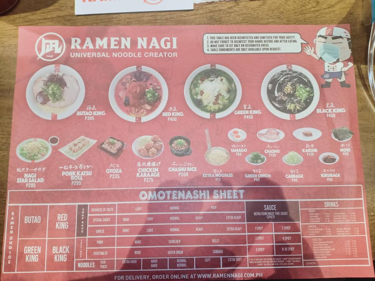 Menu at Ramen Nagi SM Fairview restaurant, Quezon City