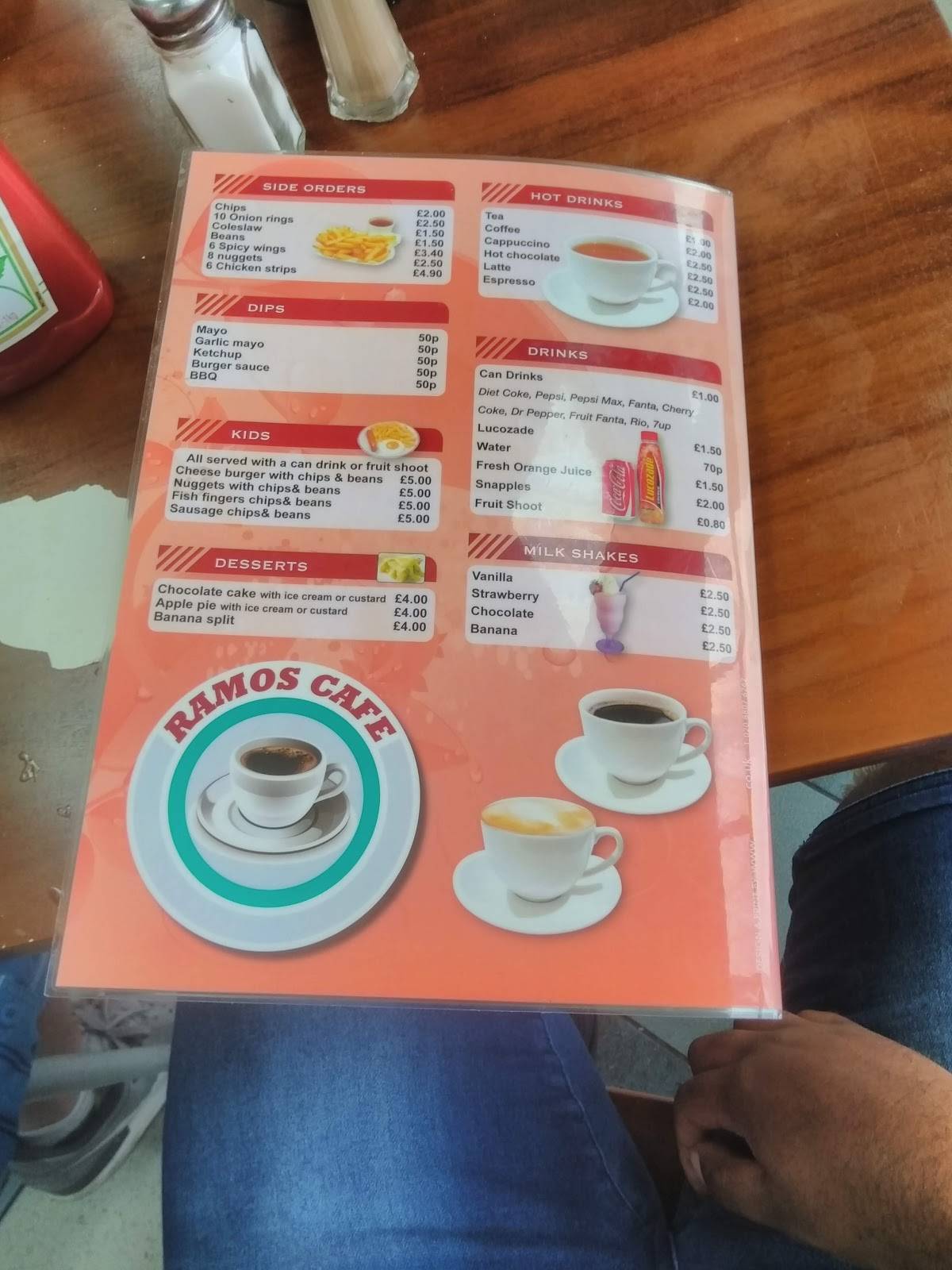 Menu at Ramos fast food, Stanford-le-Hope