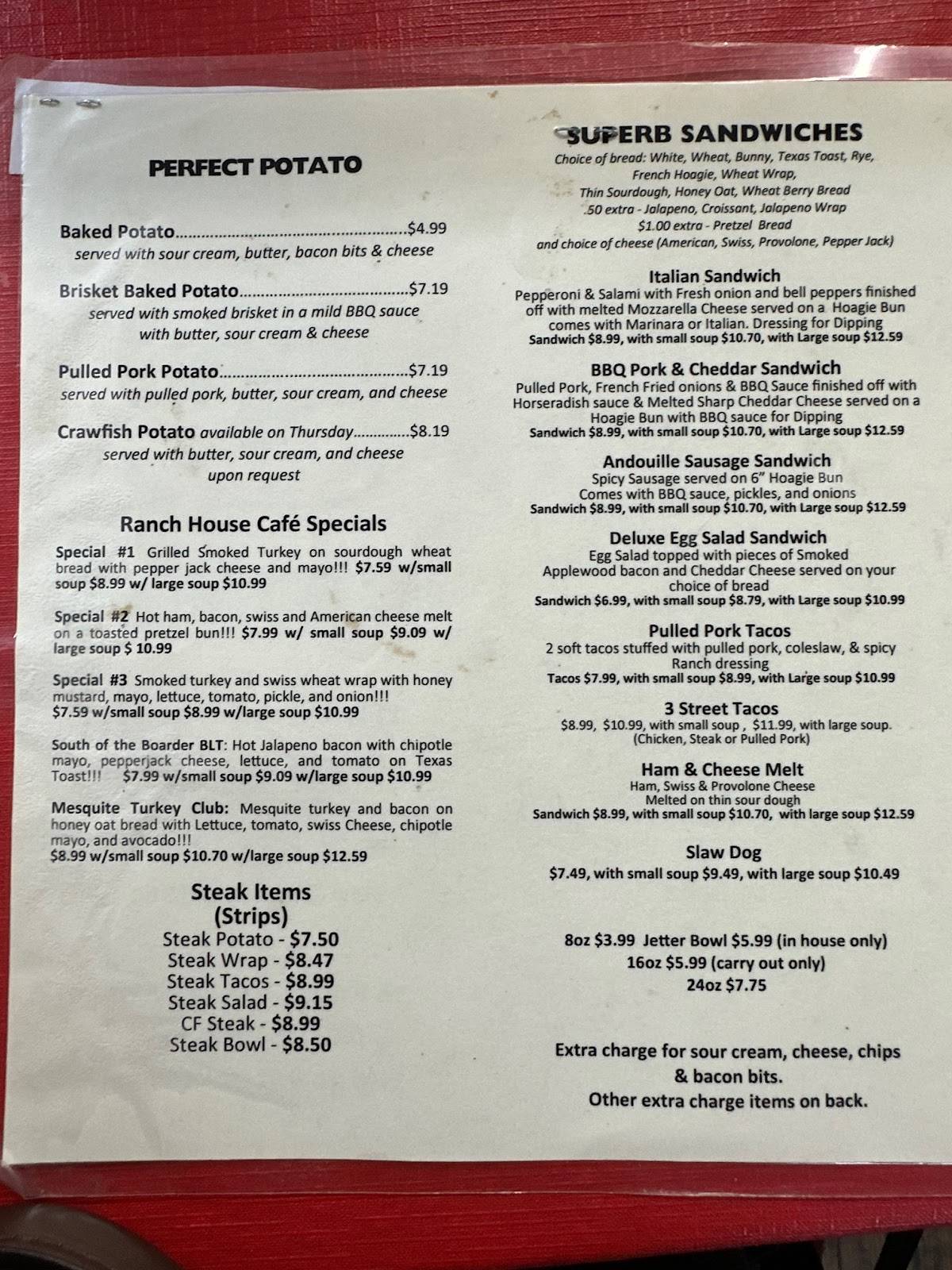 Menu at Ranch House Cafe, Leesville