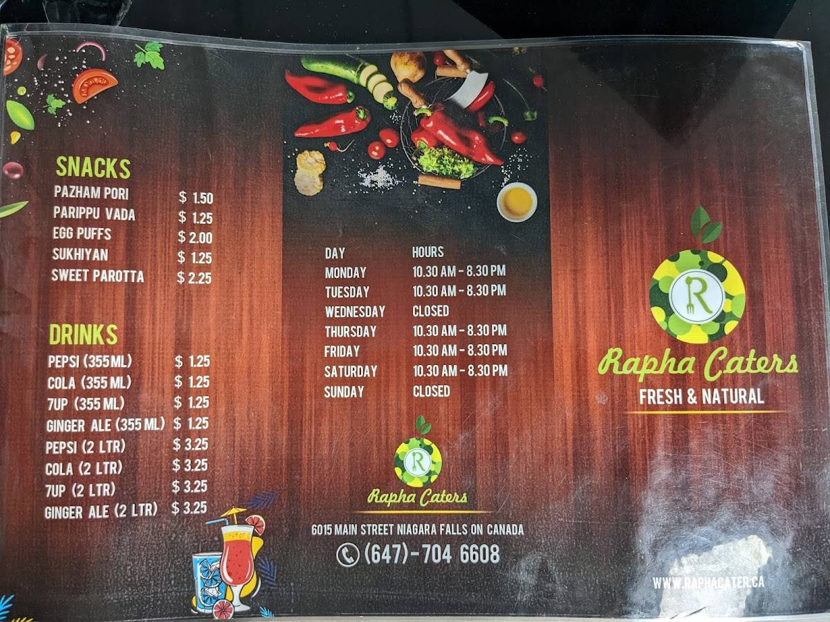 Menu at Rapha Kerala Restaurant - Authentic South Indian Cuisine ...