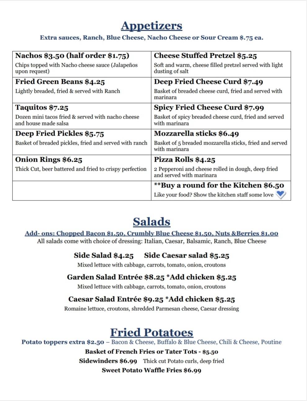 Menu at Raquette River Pub, Colton