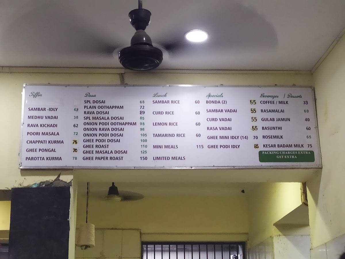Menu at Ratna Cafe, Chennai, Triplicane High Rd
