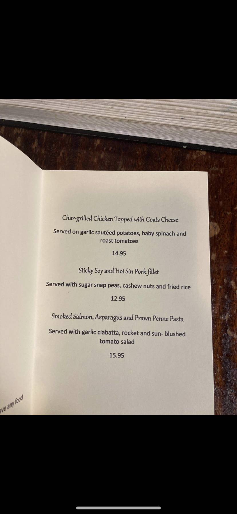 Menu at The Whitchaff Inn pub & bar, Rawtenstall