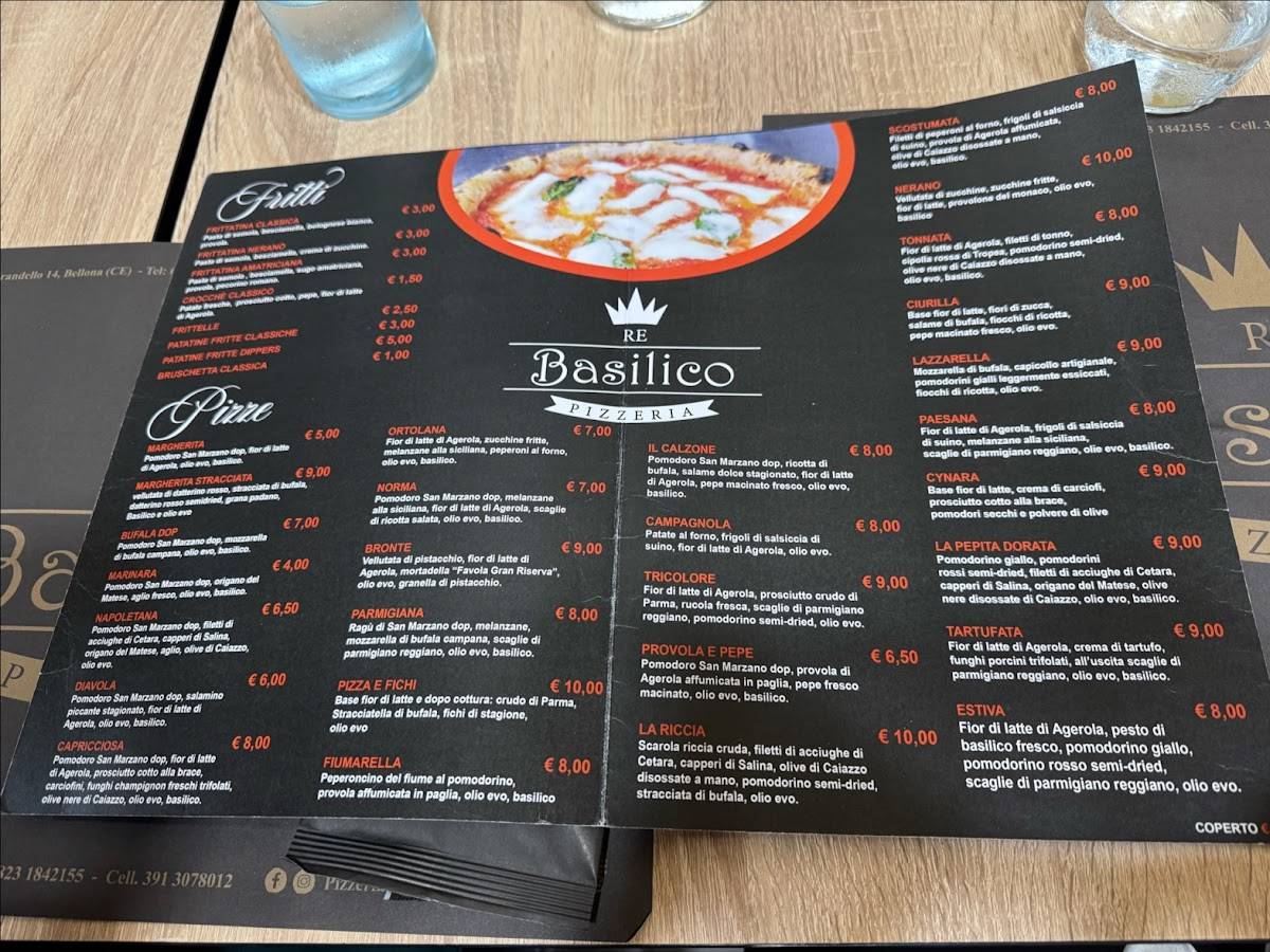 Menu da Re Basilico ristorante, Bellona