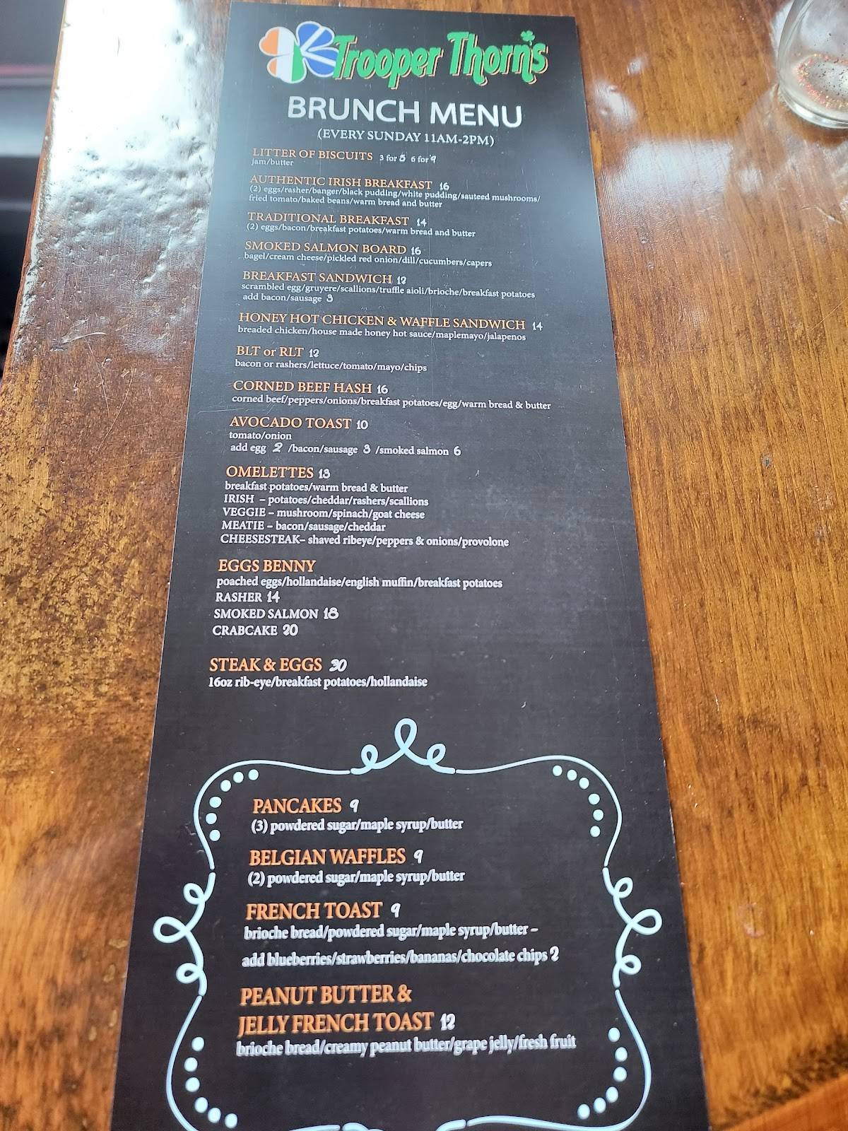 Menu at Trooper Thorn's Irish Beef House pub & bar, Reading, 451 ...