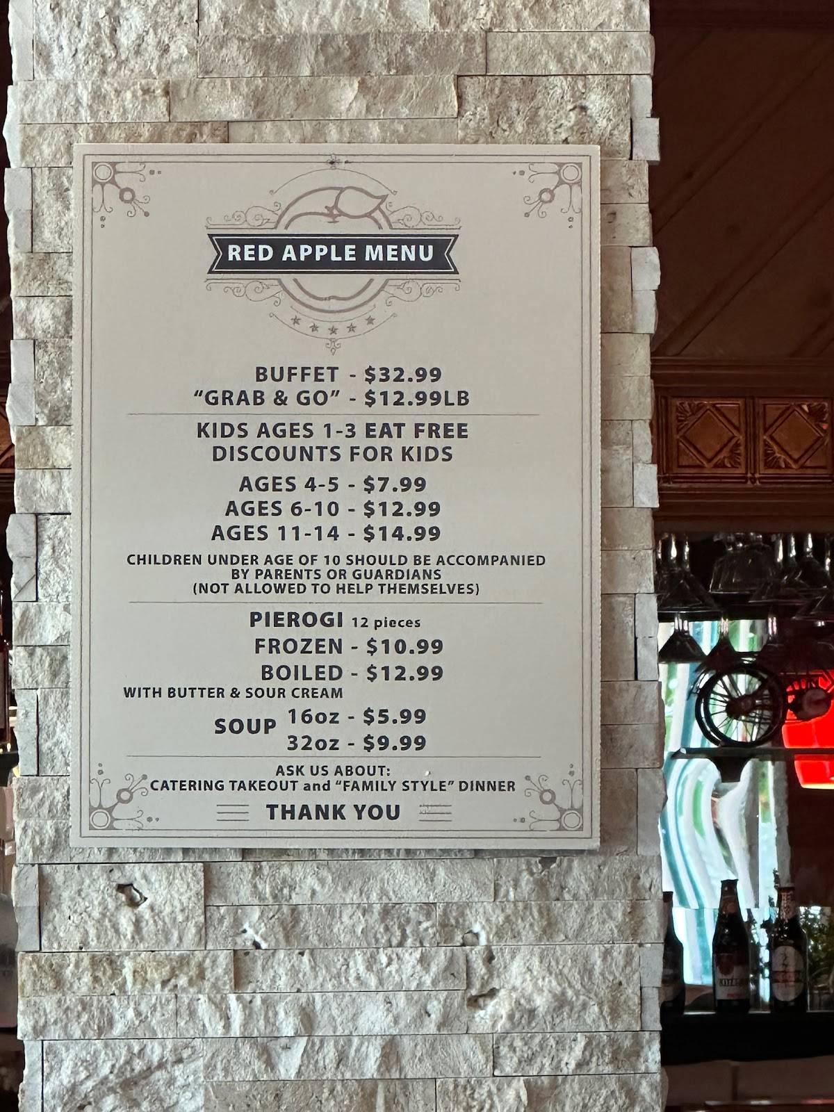 Menu at Red Apple Buffet-Restaurant, Chicago, N Milwaukee Ave