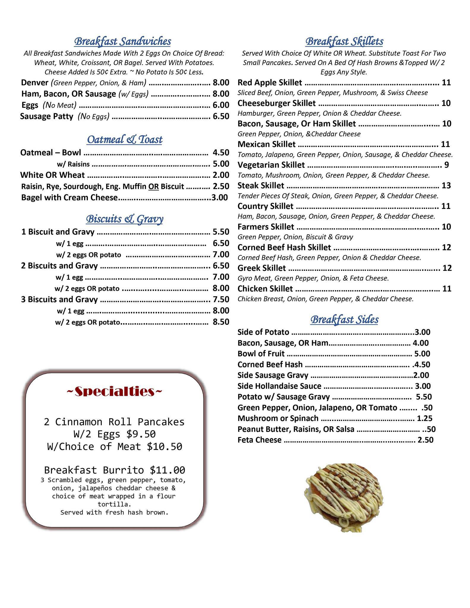 Menu at Red Apple restaurant, Dixon