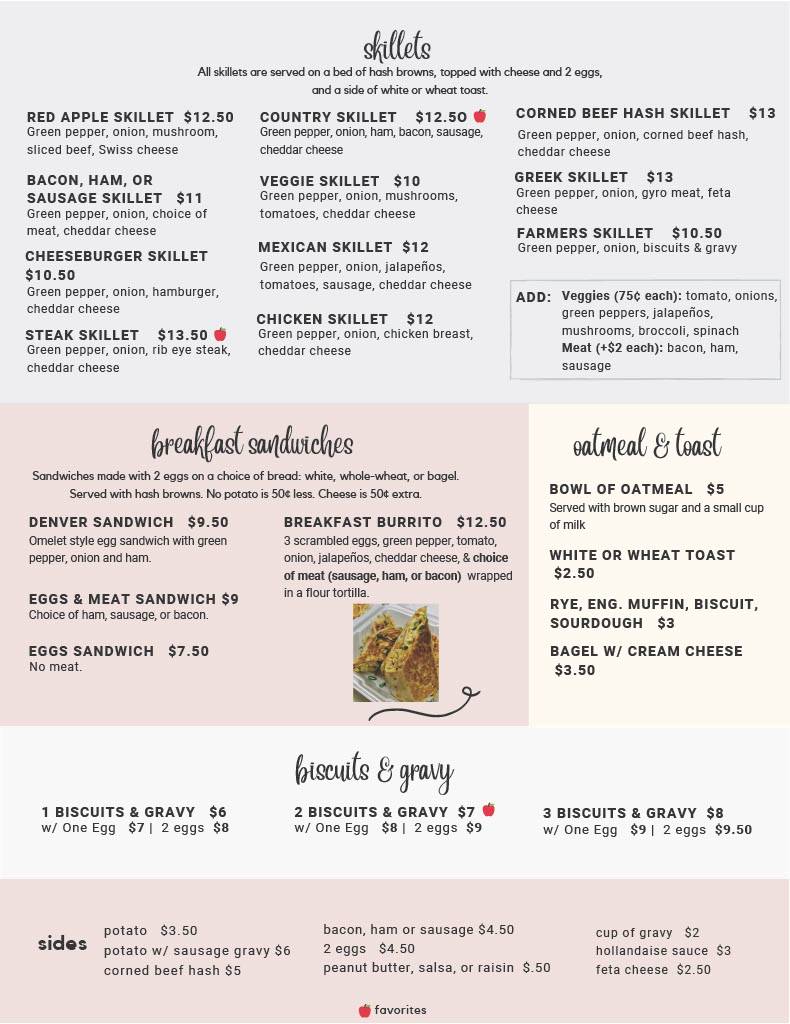 Menu at Red Apple restaurant, Dixon