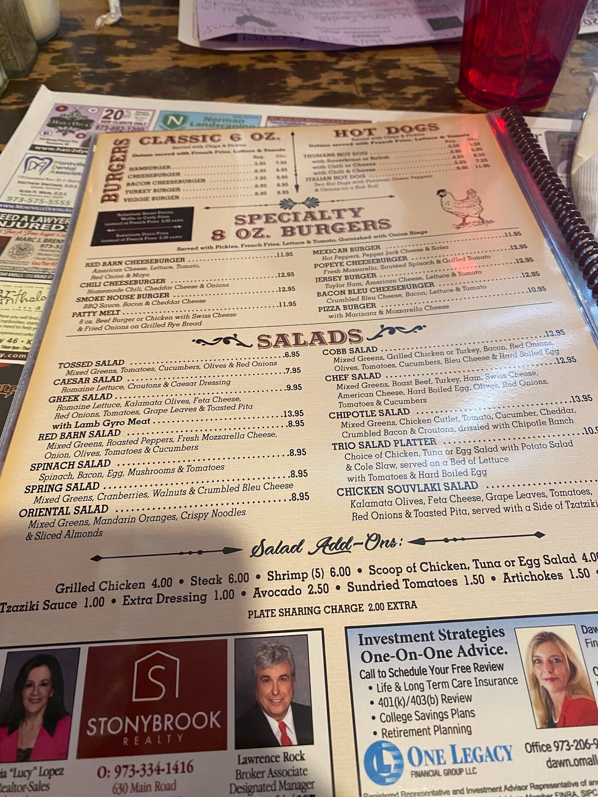 Menu at Red Barn Restaurant, Montville