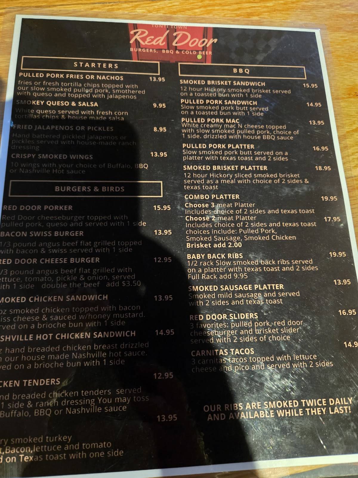Menu at Red Door Bar & Grill, Springdale