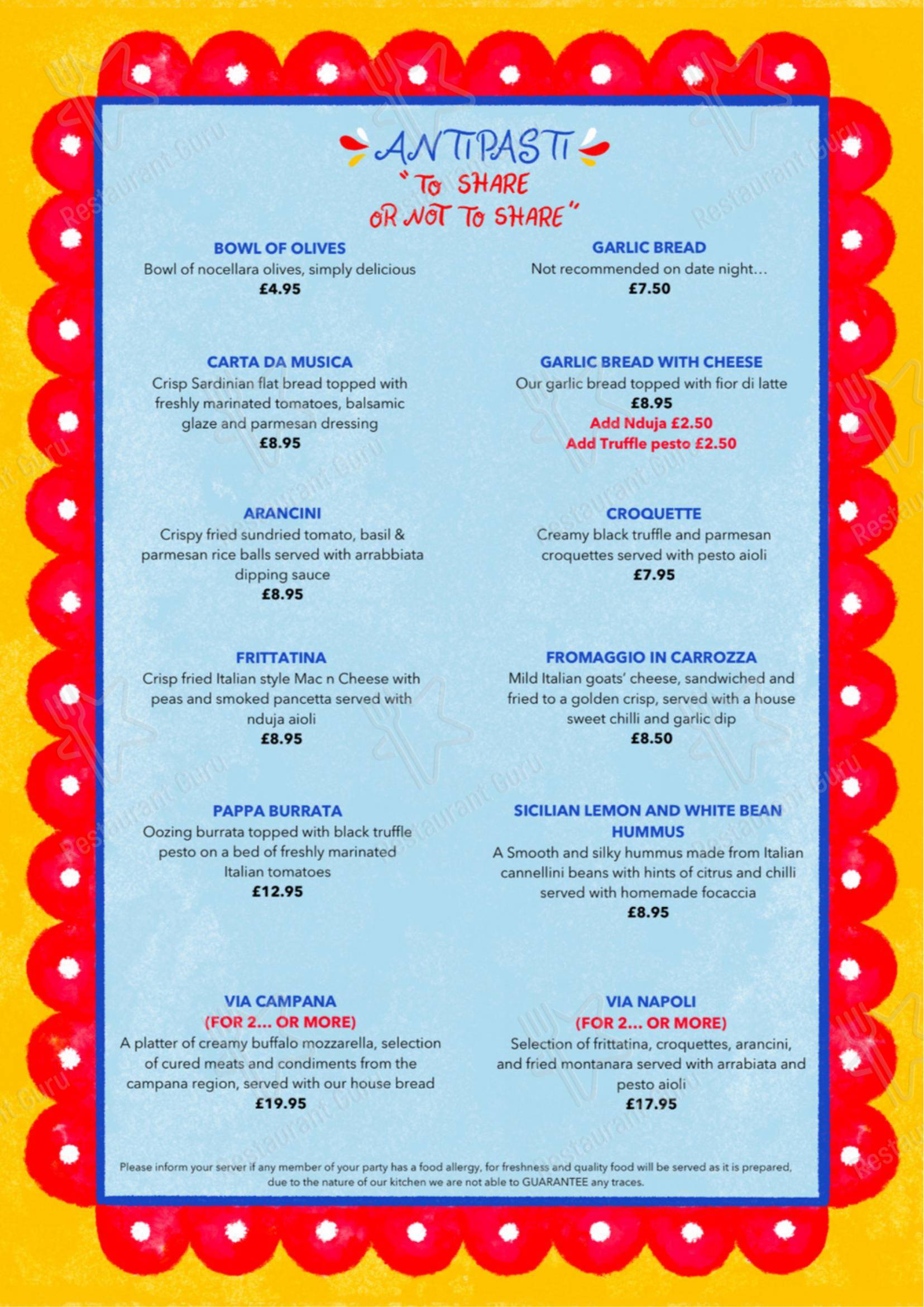 Menu at Red Hot Mamma Stratford-upon-Avon restaurant, Stratford-upon-Avon