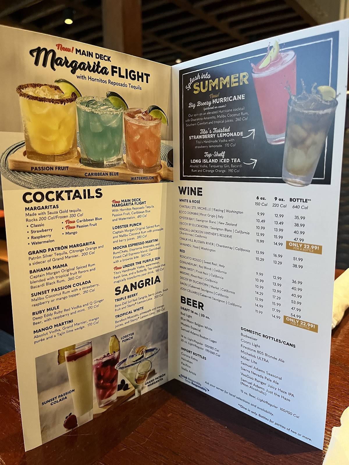 Menu at Red Lobster restaurant, Brea, 250 Brea Mall