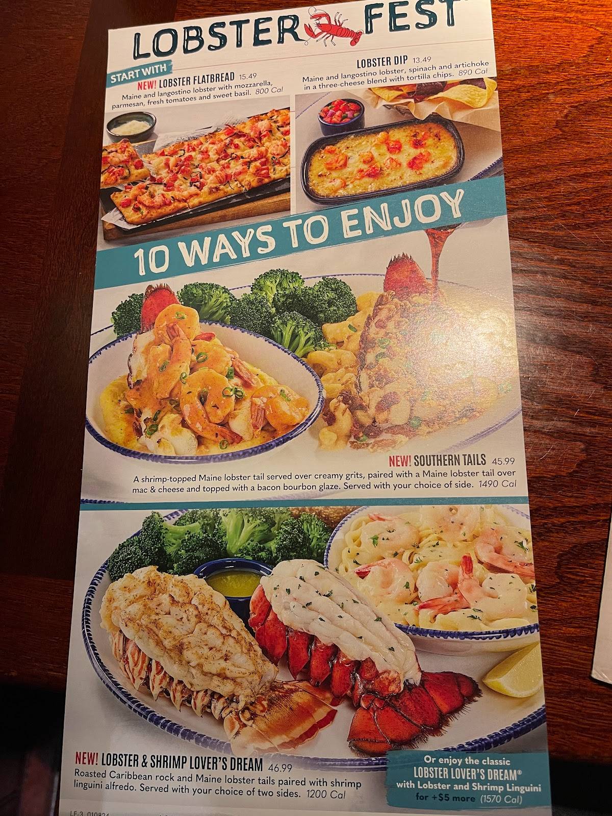 Menu at Red Lobster restaurant, Niles, 5701 Youngstown Warren Rd