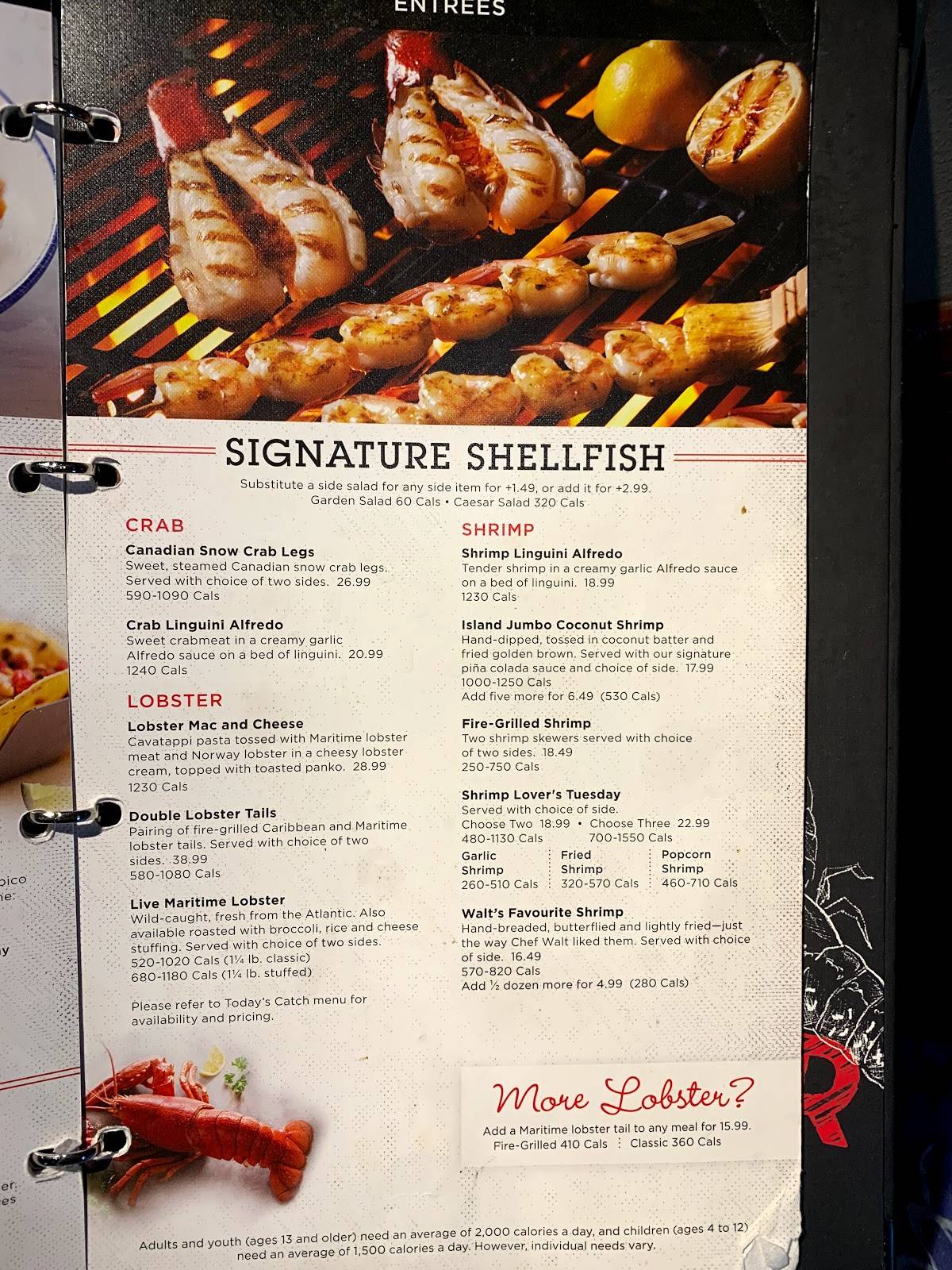 Menu au Red Lobster - Ottawa restaurant, Ottawa, St. Laurent Blvd