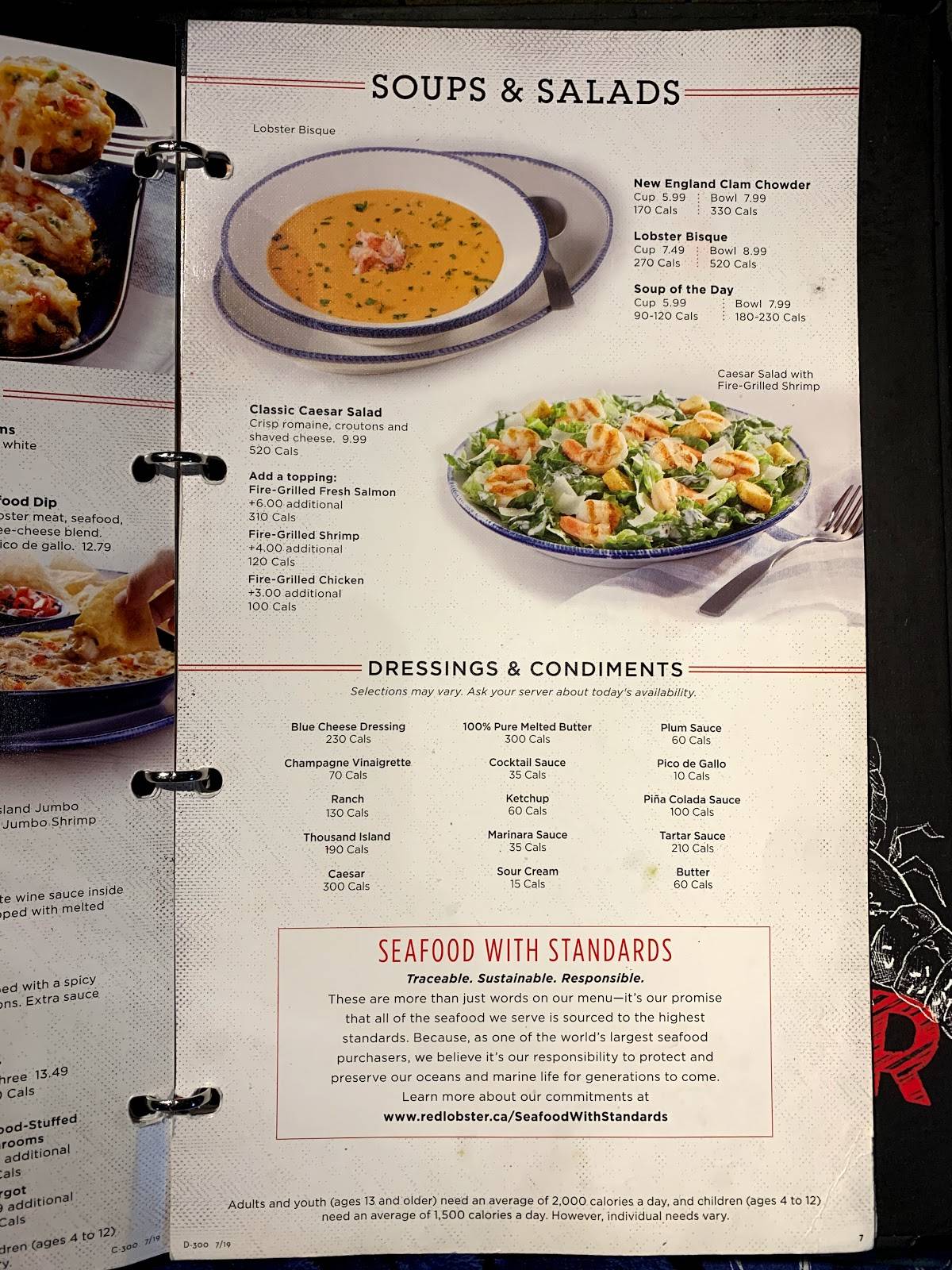 Menu au Red Lobster - Ottawa restaurant, Ottawa, St. Laurent Blvd