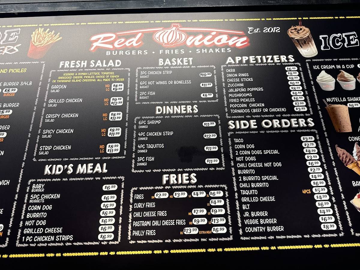 Menu at Red Onion Hamburger restaurant, Porterville, 460 N Main St