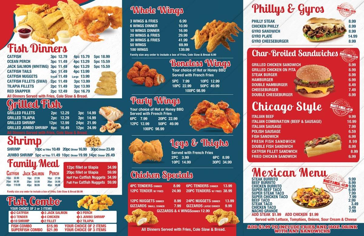 Menu at Red Snapper Evergreen restaurant, Evergreen Park, S Western Ave