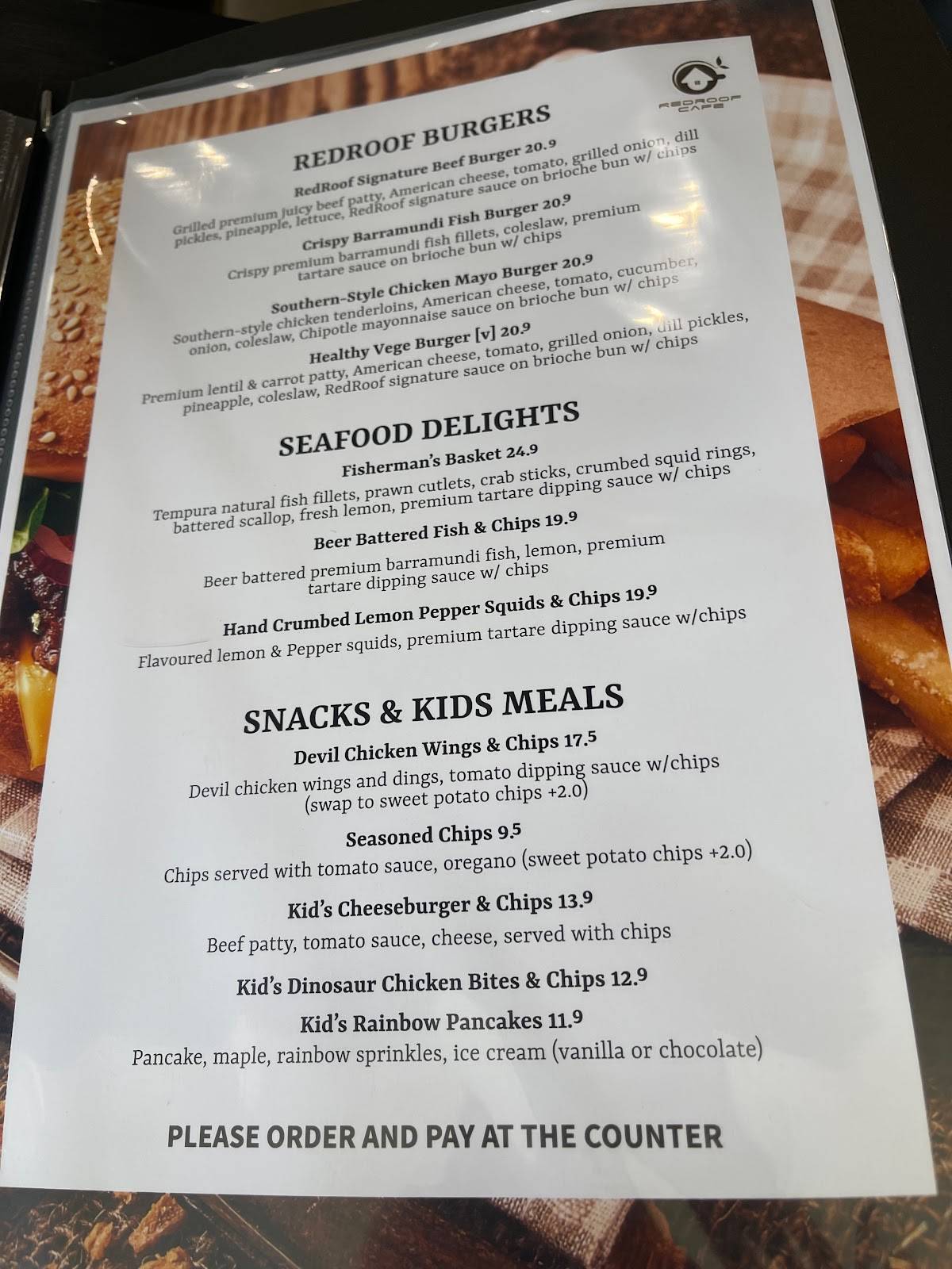 Menu at RedRoof Cafe, Strathfield