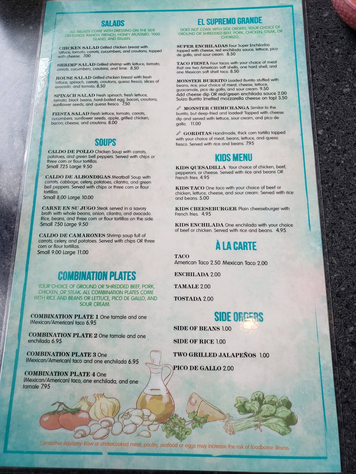 Menu at Ayda's Mexican Cuisine restaurant, Rensselaer, 208 S Van ...
