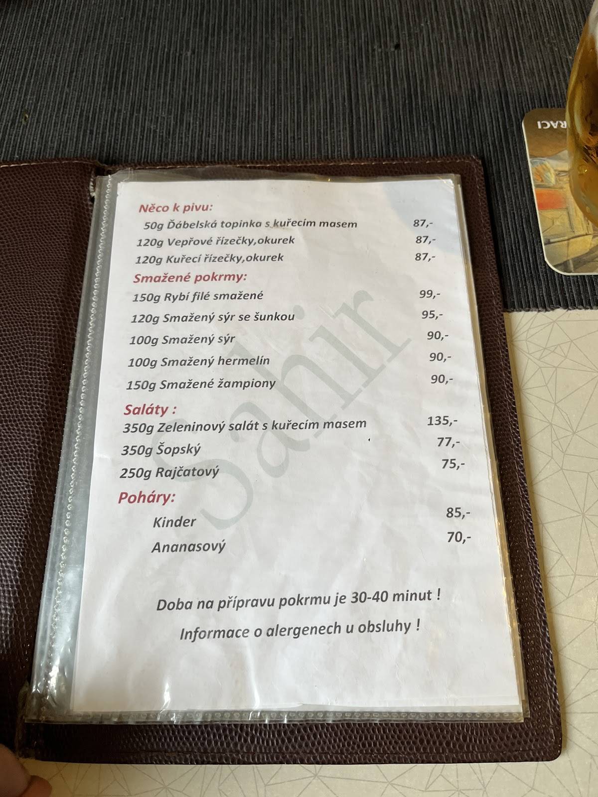 Menu at Restaurace Sahir restaurant, Svitavy