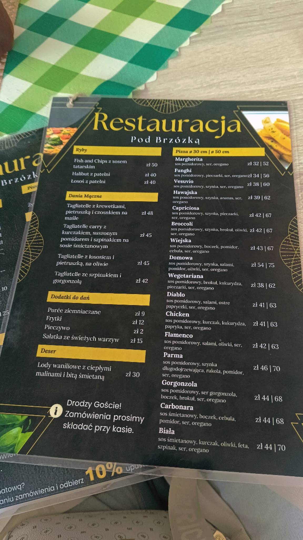 Menu at Restauracja Pod Brzózką. restaurant, Sarbinowo