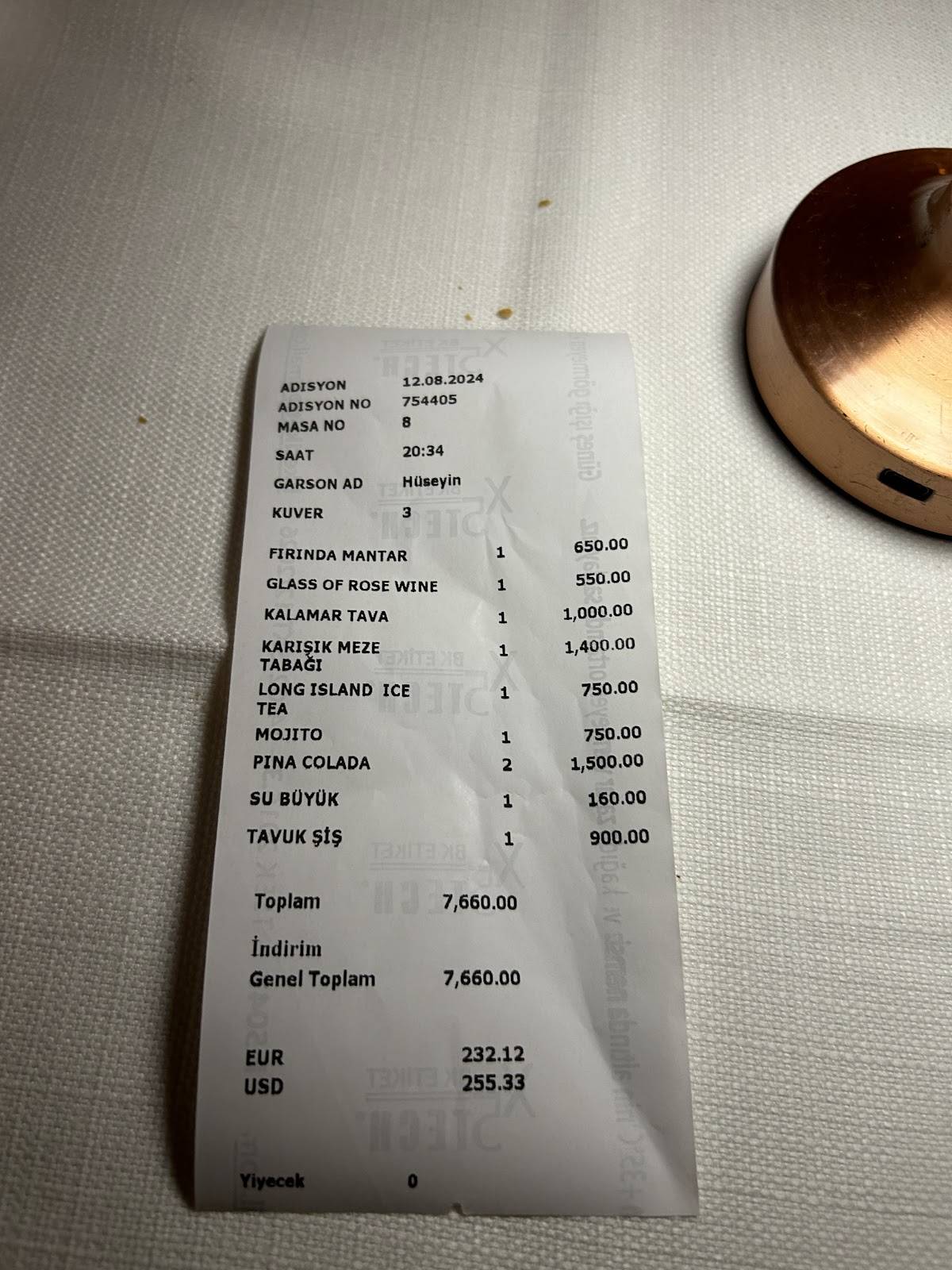 Menu at 360 Panorama Restaurant, Istanbul