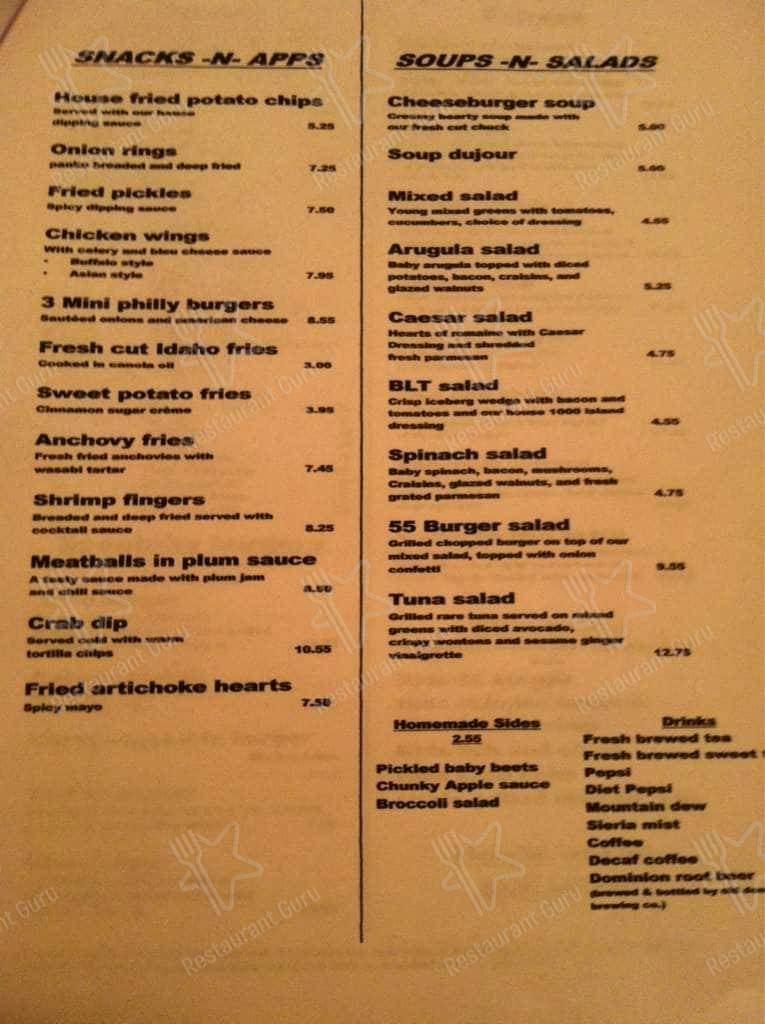Menu at Restaurant 55, Dover