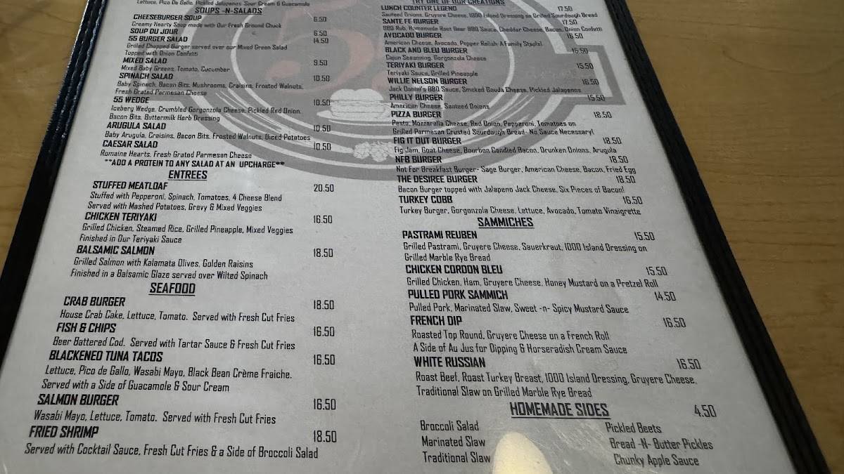 Menu at Restaurant 55, Dover