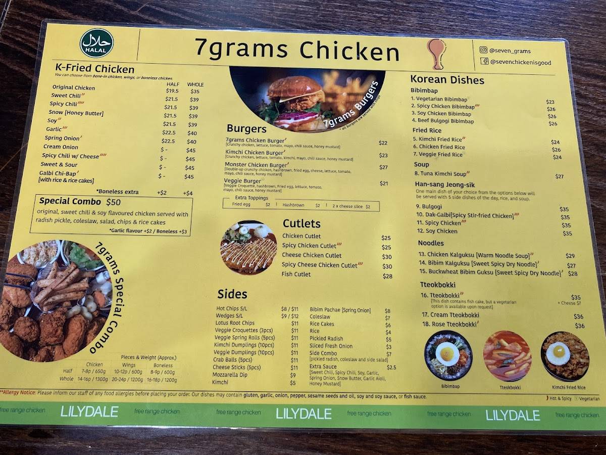 Menu at 7 Grams Restaurant Perth, Perth