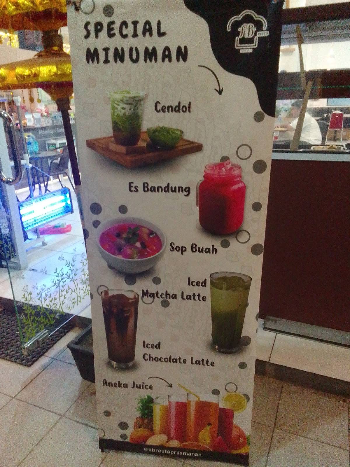 Menu at AB Parasmanan Sunda restaurant, Batam