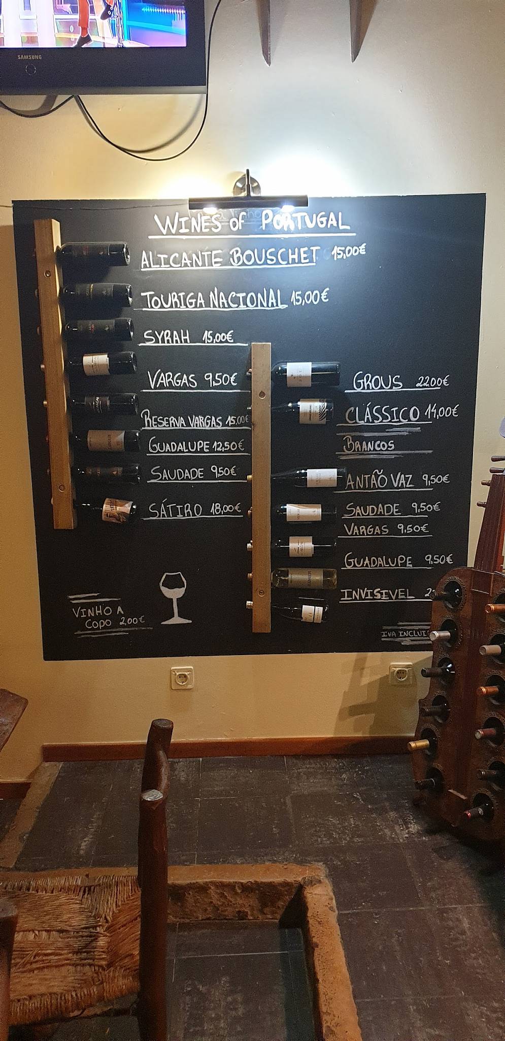 Menu at Adega da Lua restaurant, Cuba