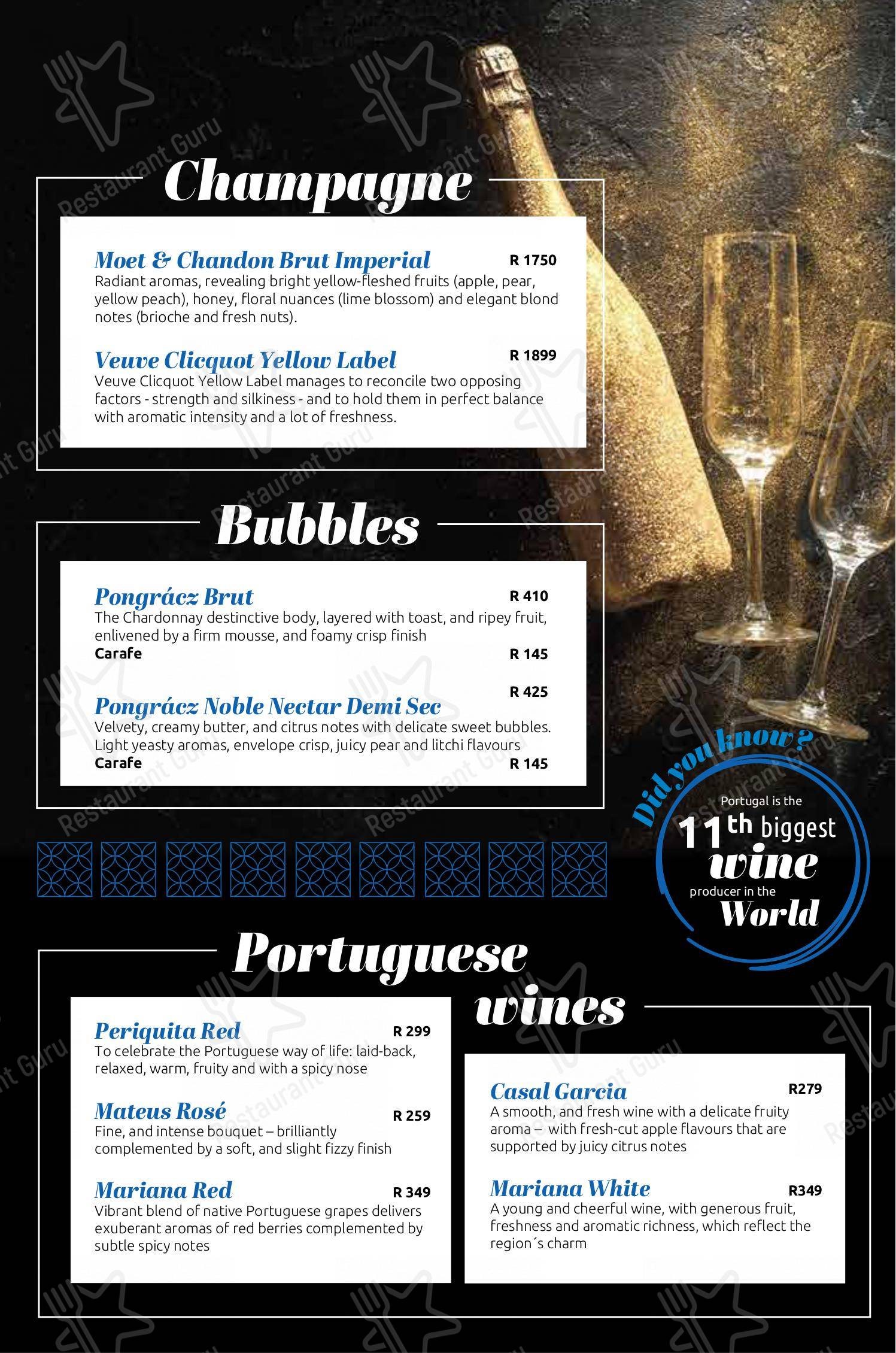 Menu au Adega café, Umhlanga, Shop G018 Gateway Theatre Of Shopping