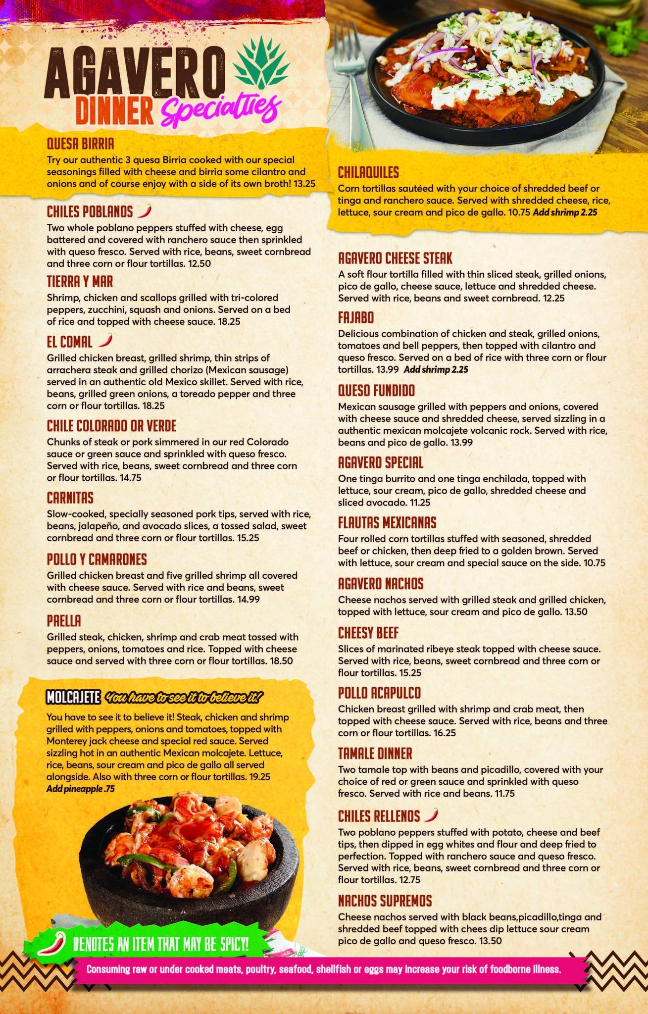 Menu at Agavero Grill & Cantina restaurant, Collinsville