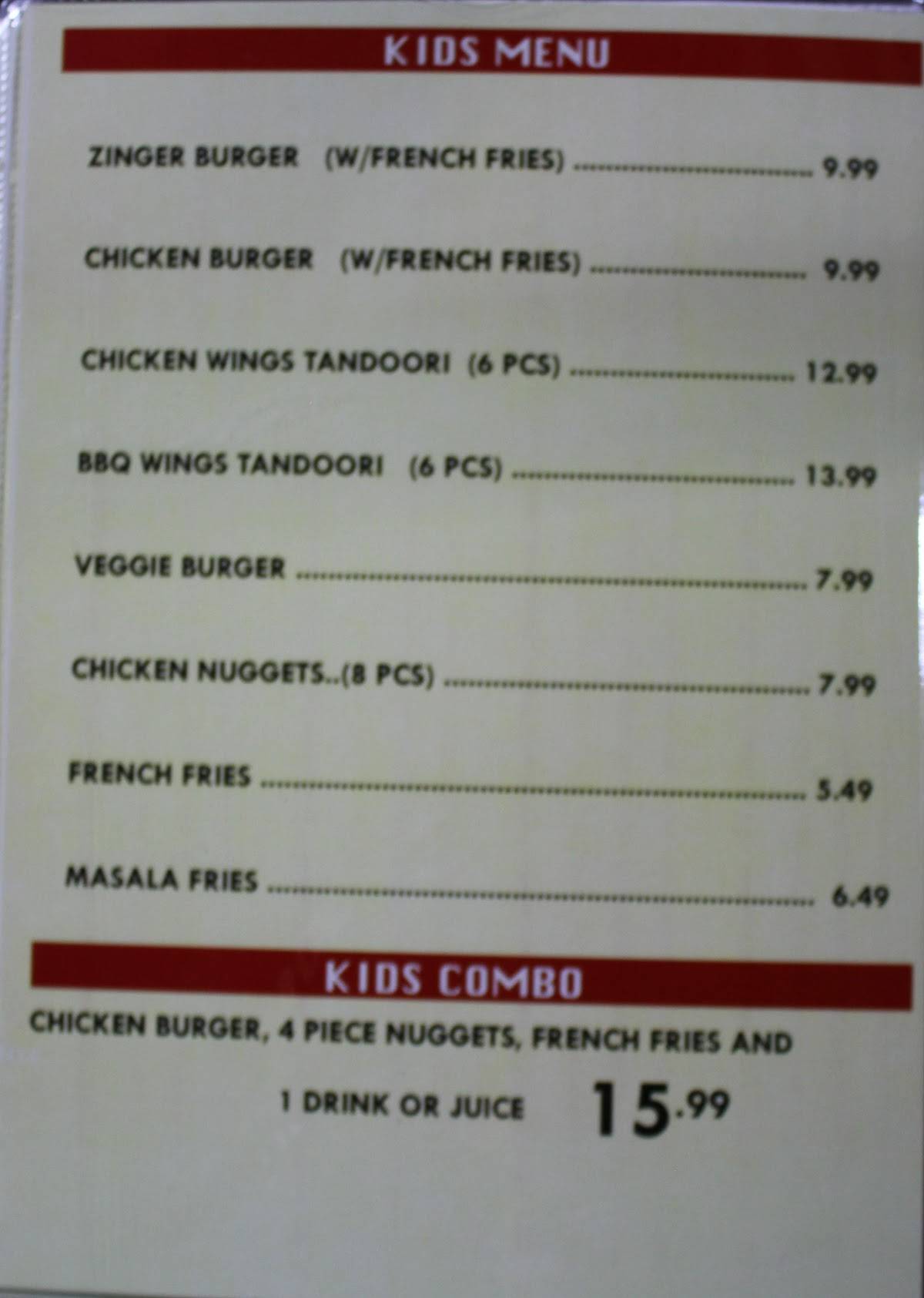 Carta de Aladdin Indian & Pakistani Restaurant (Halal), Centereach