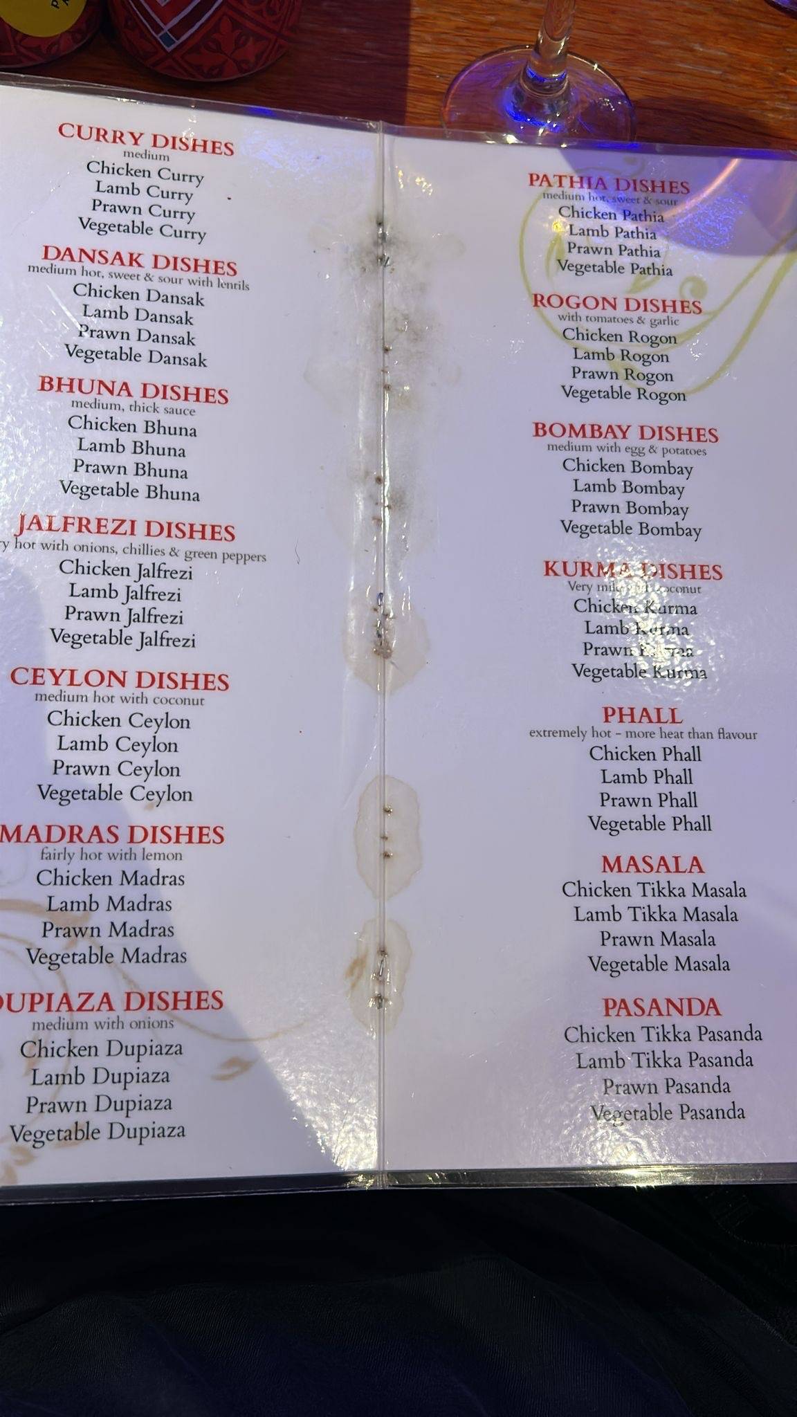 Menu at Aladin Brick Lane restaurant, London, 132 Brick Ln