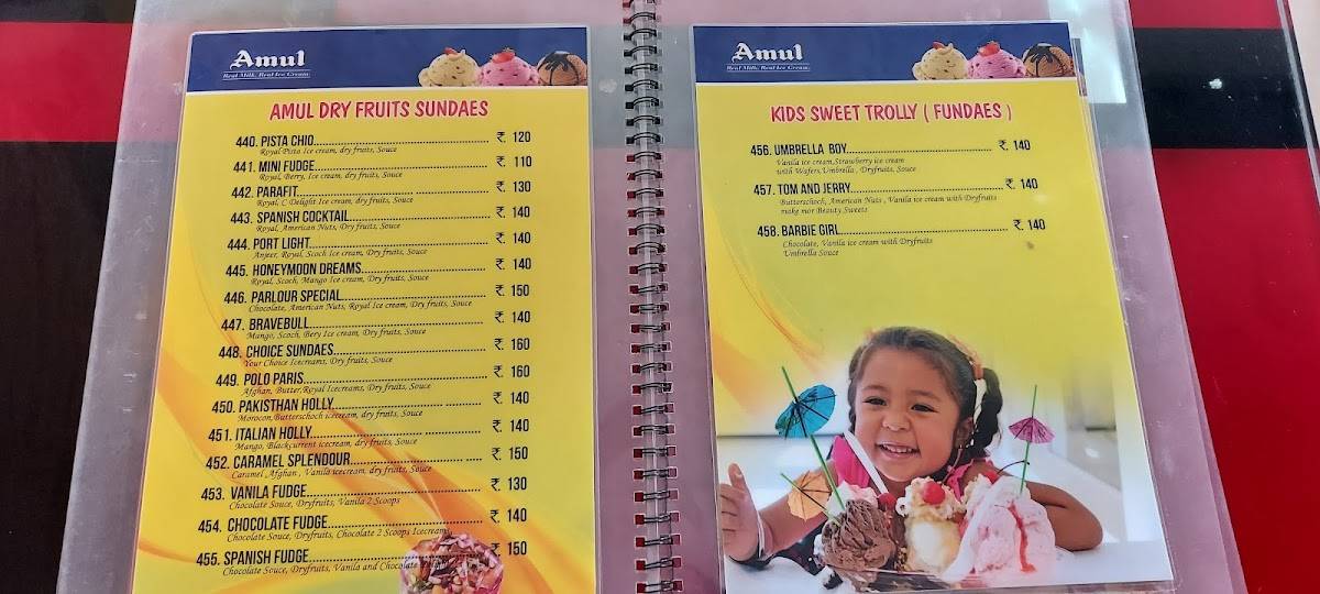 Menu at Amul Ice Cream Parlour kottakkal, Changuvetty