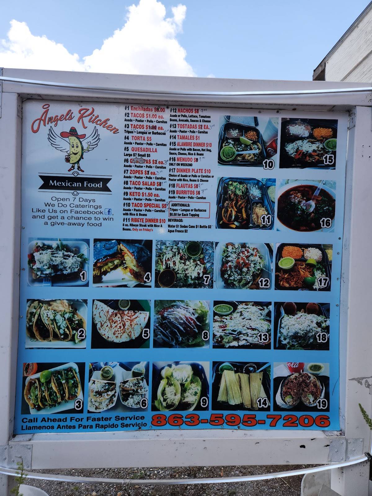 Menu at Angel's kitchen Mexican food! restaurant, Winter Haven
