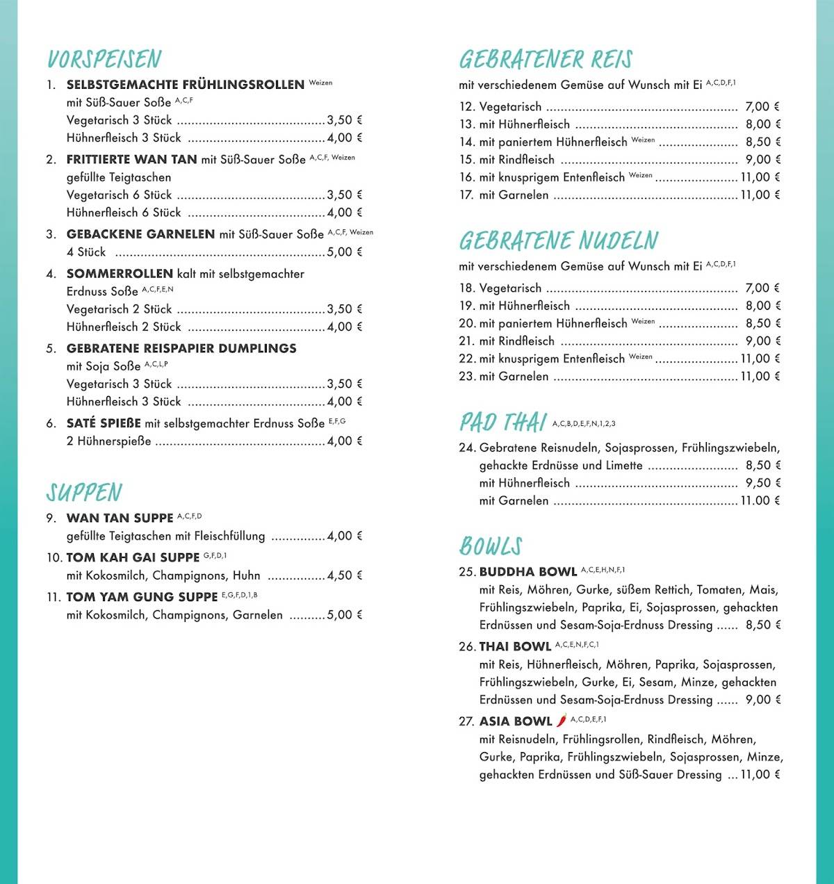 Speisekarte von Aroy-Dee Modern Thai Kitchen restaurant, Mettmann