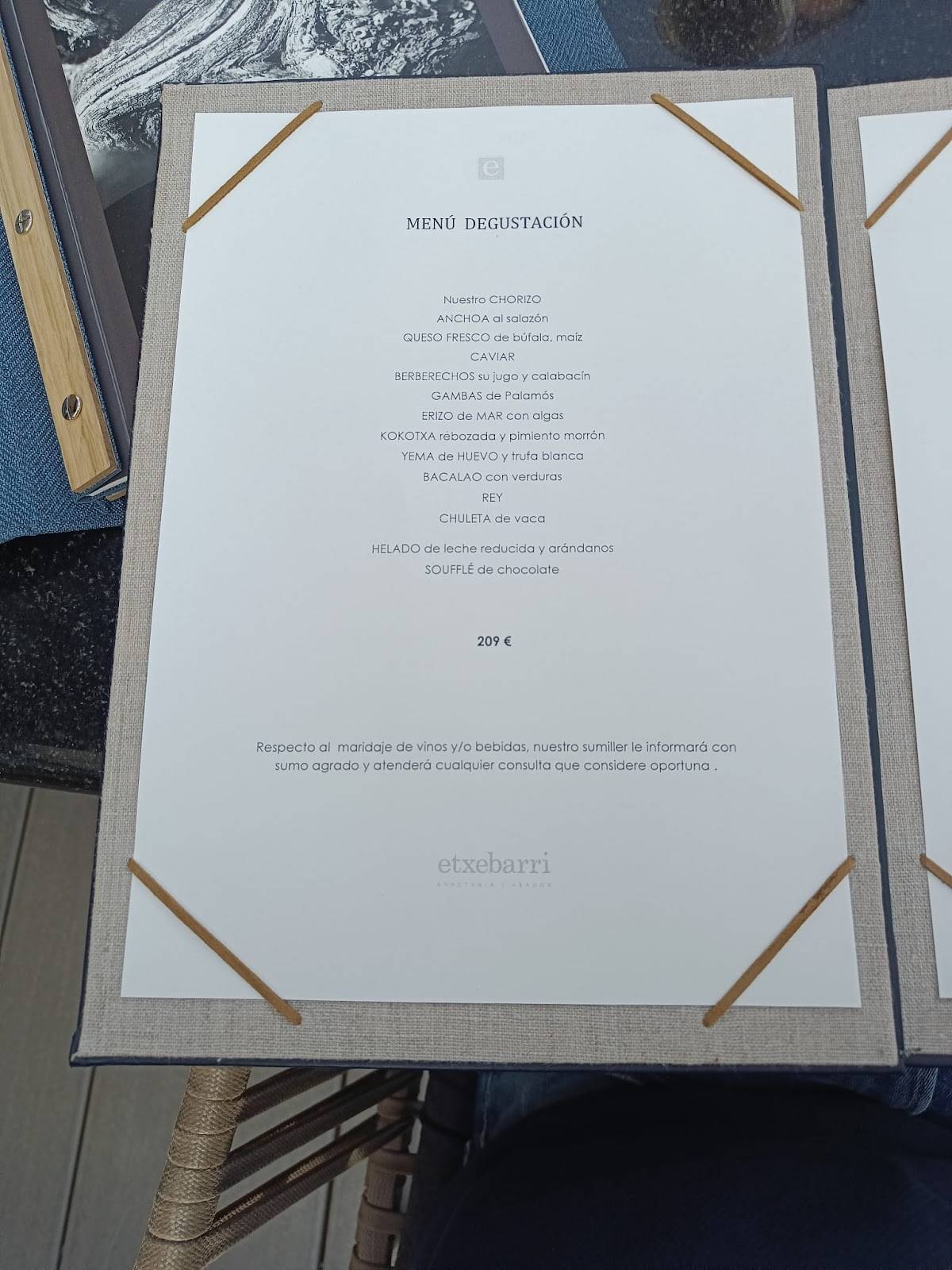 Carta de Asador Etxebarri, Axpe