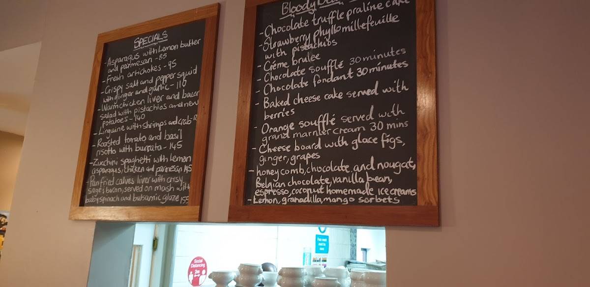 Menu at BELLAGIO restaurant, Johannesburg, Unit 1