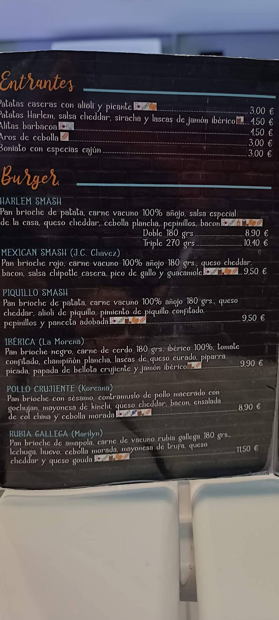 Carta del restaurante BURGER HARLEM, Linares