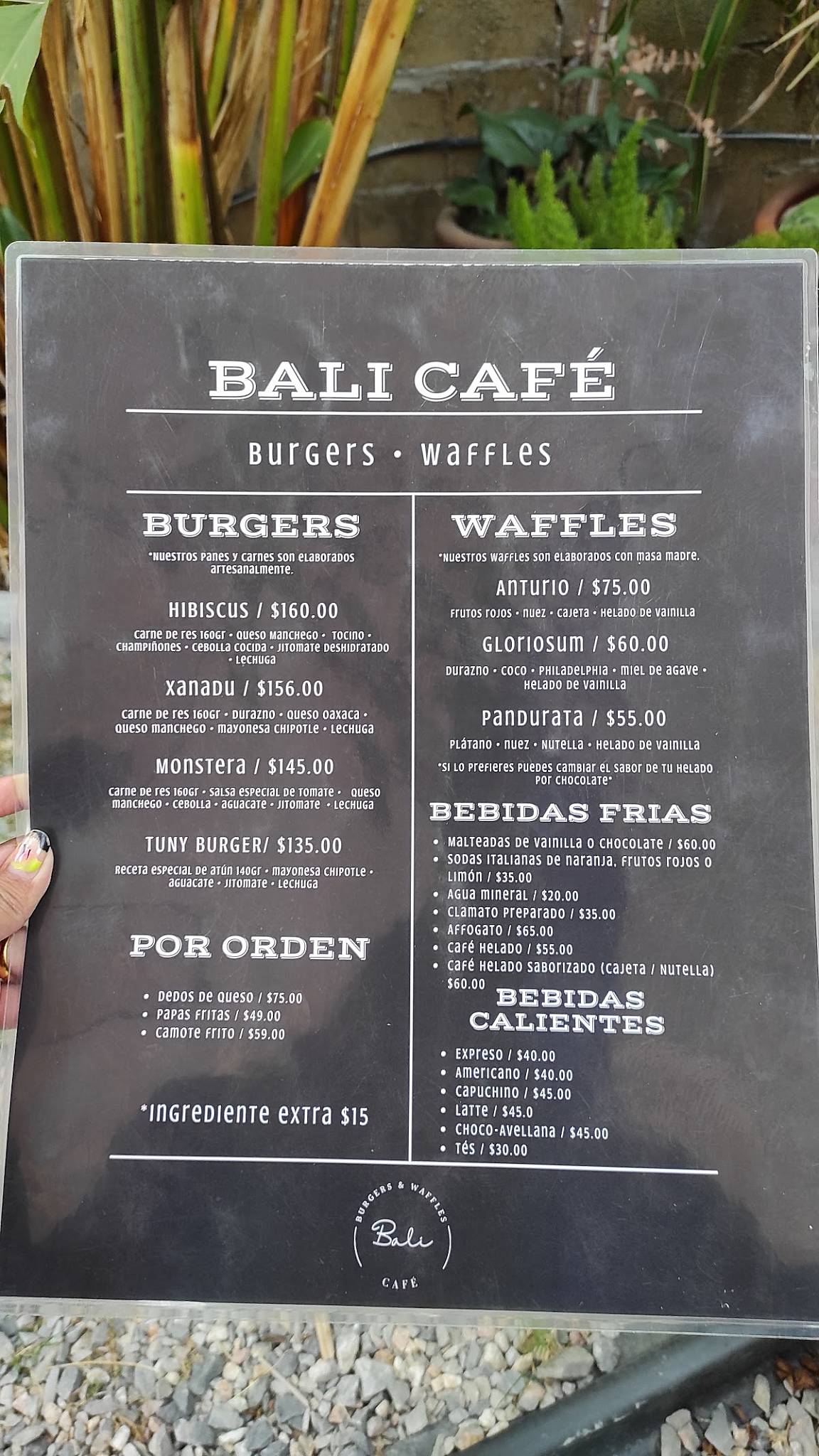 Menu at Bali Cafe, Cuernavaca